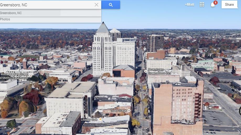 A 3D Google-eye view of the Triad. Actually, just Greensboro. - Triad ...