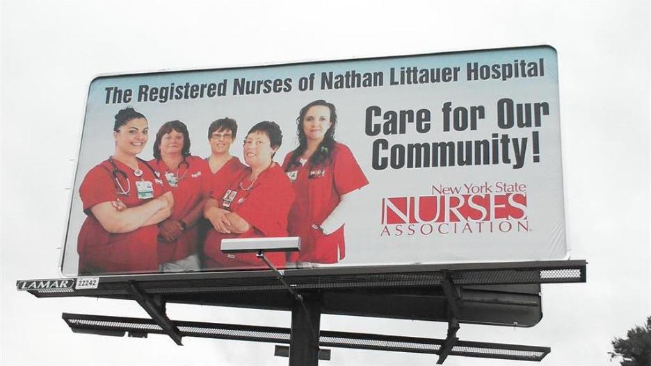 Nurses union wages billboard campaign in labor battle with Nathan ...