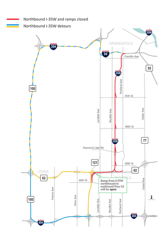 I-35W weekend closure starts Friday (Map) - Minneapolis / St. Paul ...