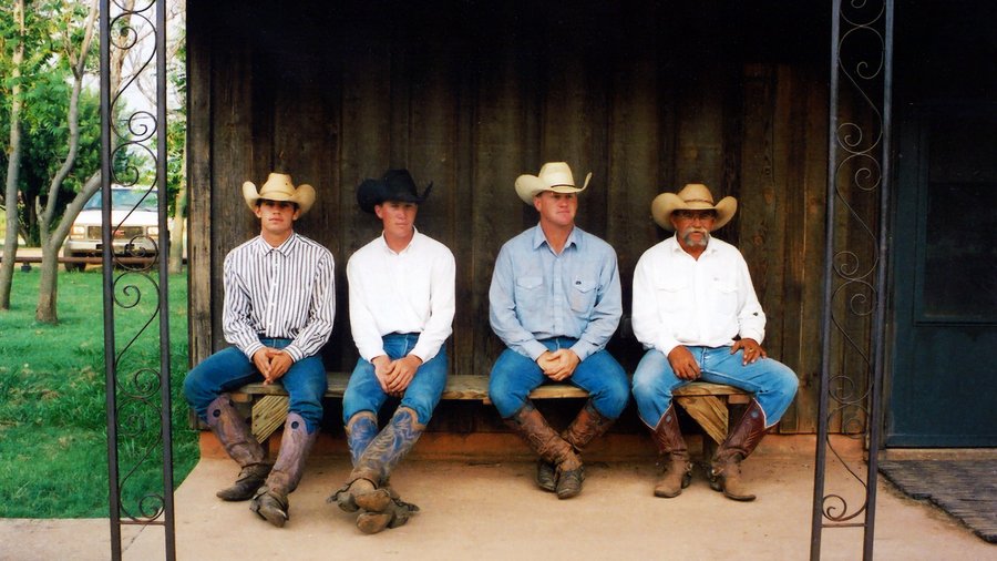 Waggoner Ranch Cowboys outside Cook Shack