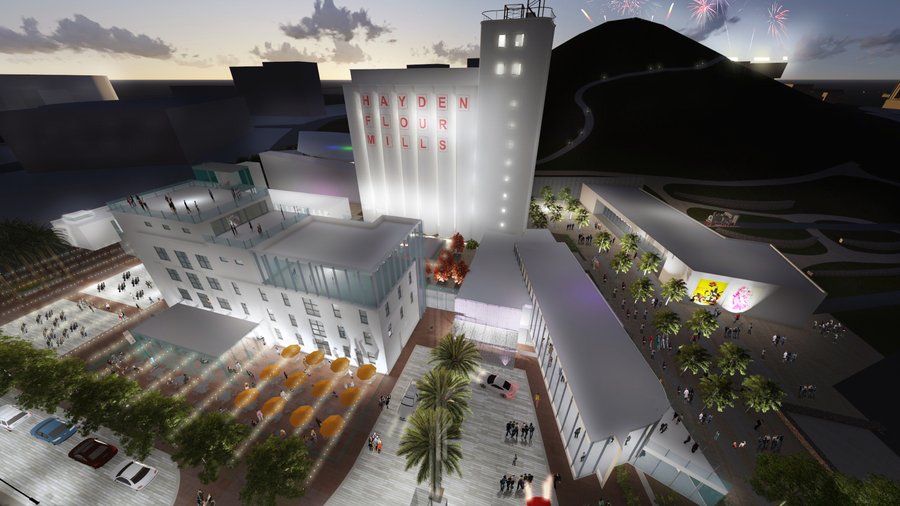 Hayden Flour Mills redevelopment concept looking northeast