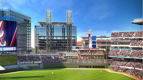 Comcast takes its position in outfield at SunTrust Park - Atlanta ...