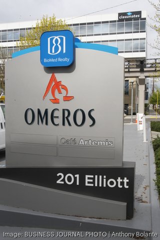 Pictured is Omeros headquarter at 201 Elliott Ave. W in Seattle, Washington
