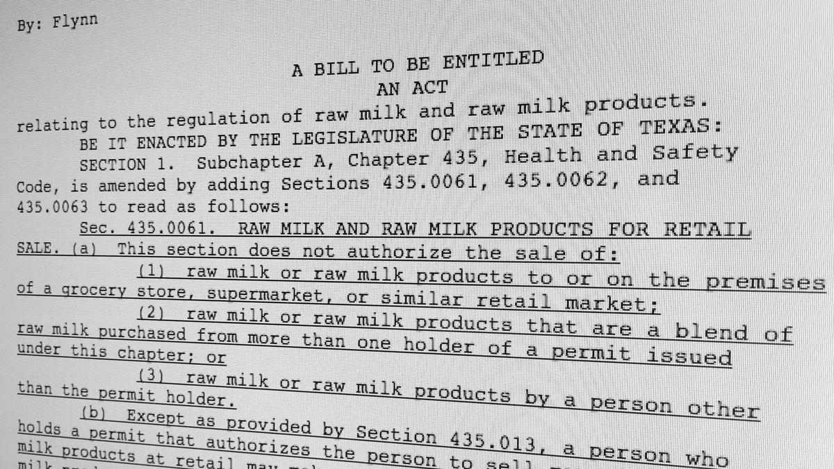 Raw milk bill to be heard on House floor - San Antonio Business Journal
