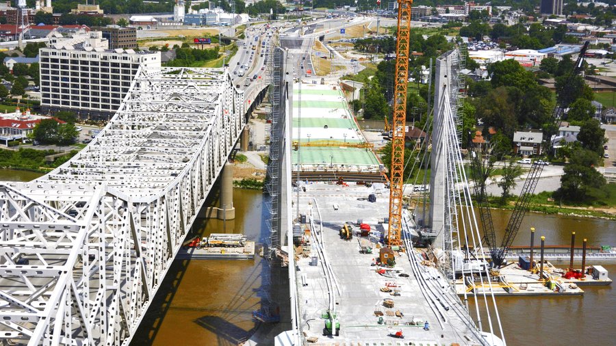 New downtown Ohio River bridge has reached its full height - Louisville ...
