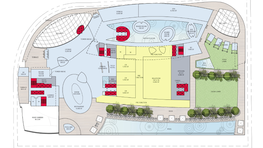 Hotel Lobby Plan View
