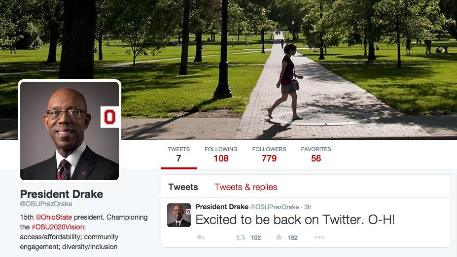 Ohio State University President Michael Drake joins Twitter with ...