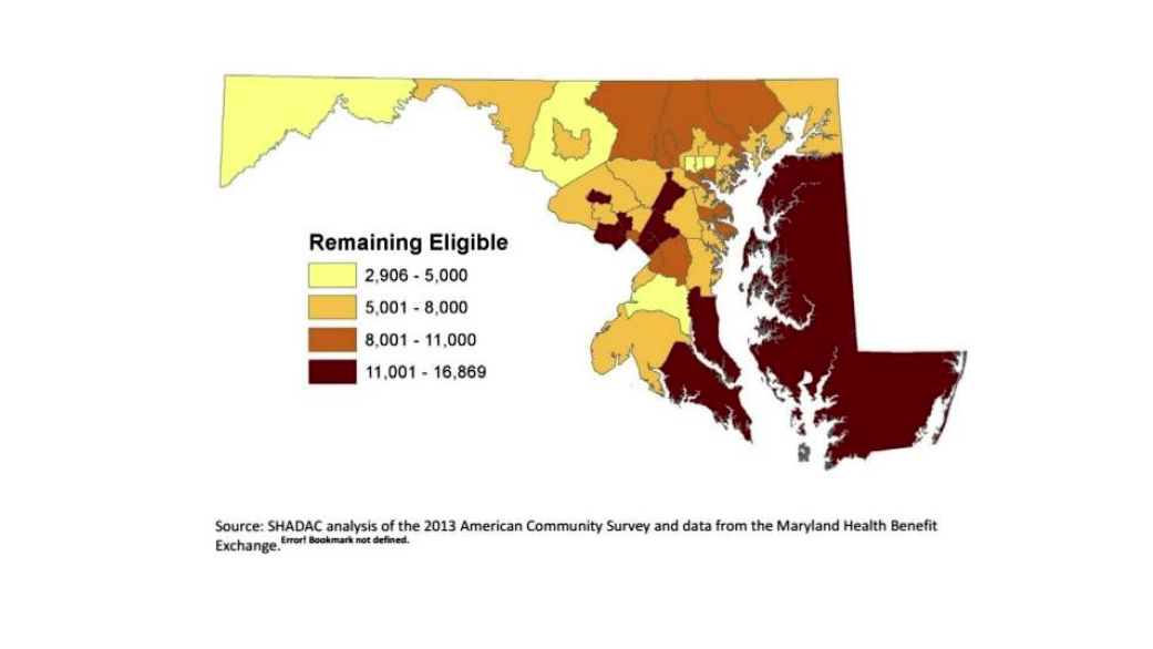 This map shows where Maryland's uninsured, exchange-eligible residents ...