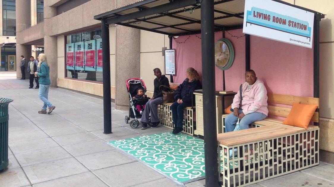 Busy downtown Minneapolis bus stop turned into a living room ...