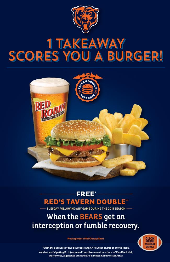 Chicago Bears big factor in Red Robin promotion - Chicago Business Journal