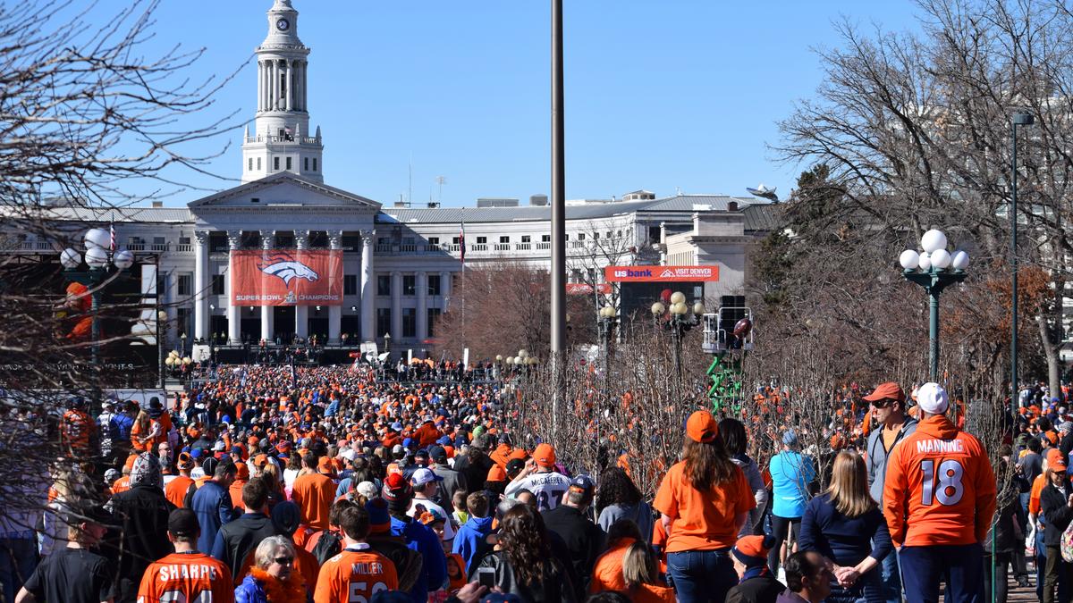 Fans gather at Civic Center to celebrate the Super Bowl champion Denver ...