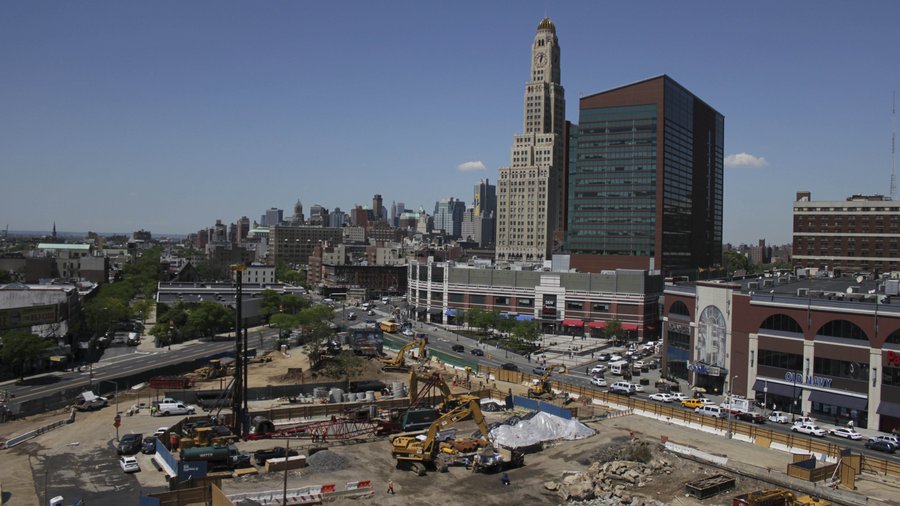 The Atlantic Yards development is shown under construction in this 2010 ...