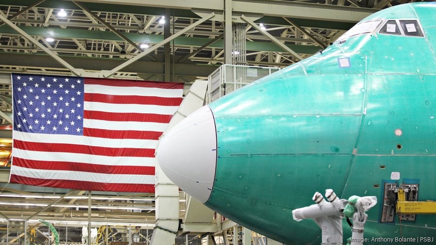A Boeing 747 undergoes primay construction in Everett, Wash.