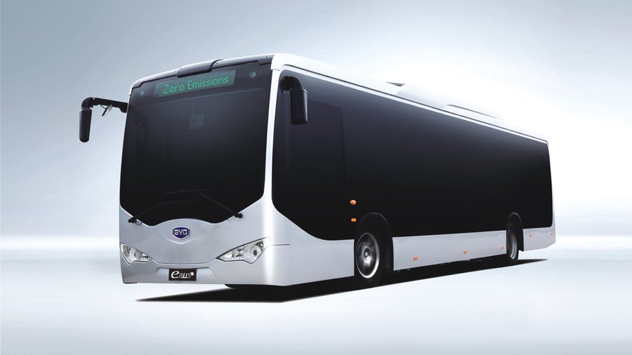 Electric buses made by Chinese manufacturer BYD Co. Ltd. will transport ...